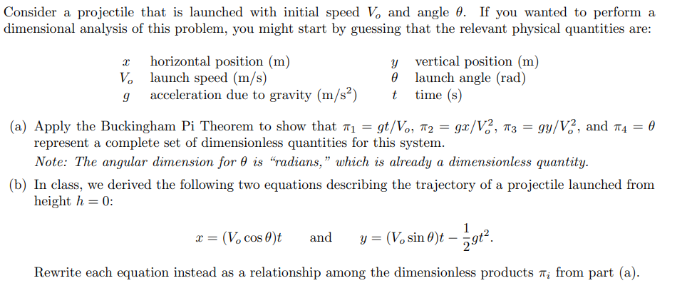 Consider a projectile that is launched with initial | Chegg.com