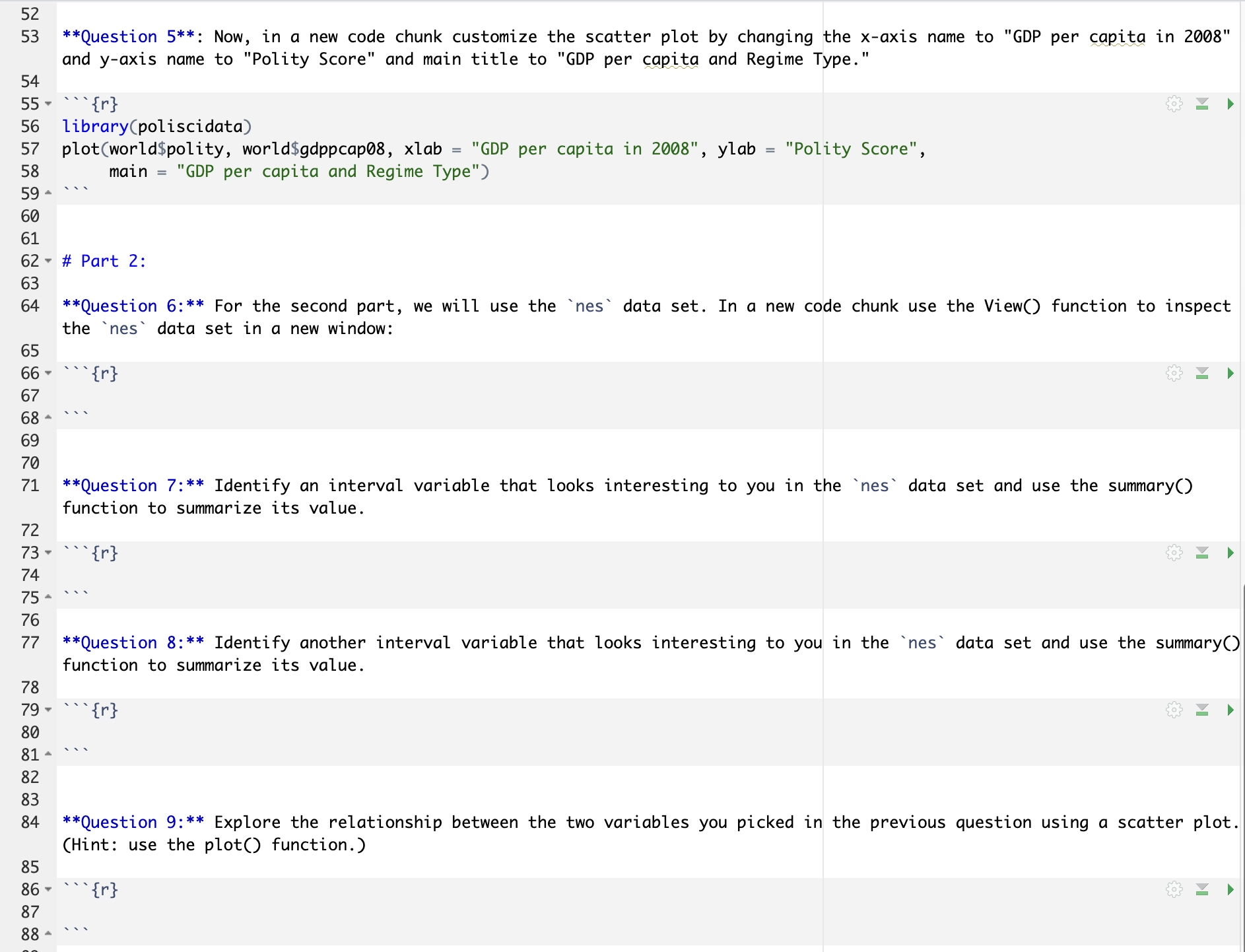 Solved **Question 5∗∗ : Now, in a new code chunk customize | Chegg.com