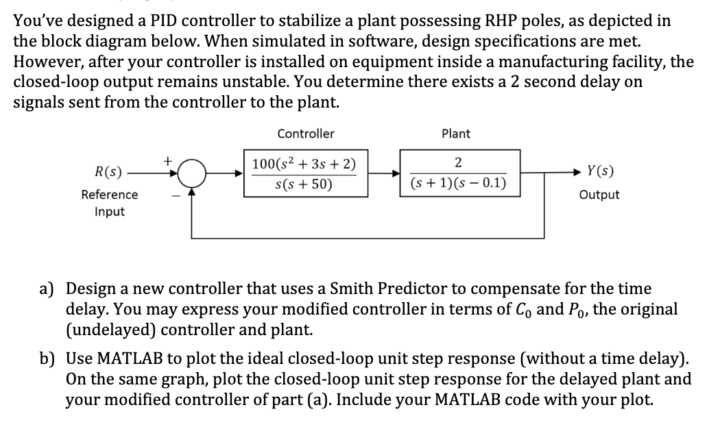 You've designed a PID controller to stabilize a plant | Chegg.com