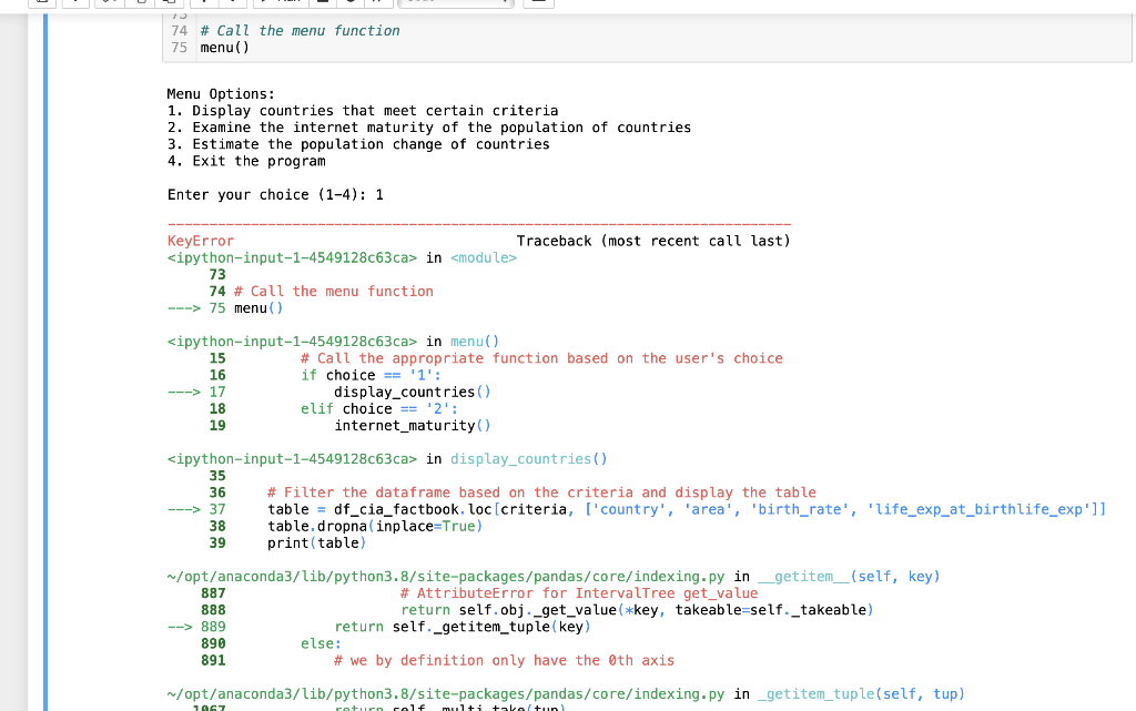 Solved When I put input 1 I get error, what have I done | Chegg.com