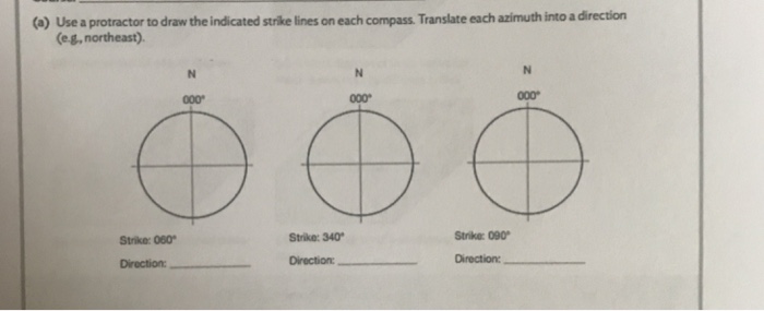 Solved (a) Use a protractor to draw the indicated strike | Chegg.com