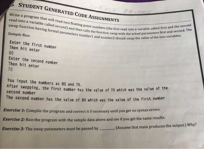 Solved STUDENT GENERATED CoDE ASSIGNMENTS Write a program | Chegg.com