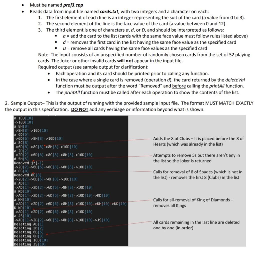 Solved . . Must be named proj3.cpp Reads data from input | Chegg.com