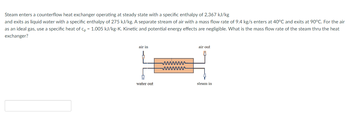 Solved Steam enters a counterflow heat exchanger operating | Chegg.com