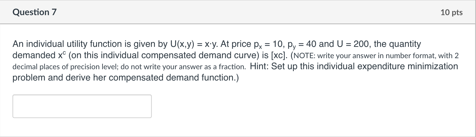 Solved An individual utility function is given by | Chegg.com