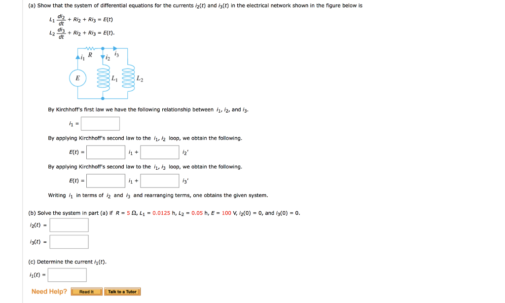 Solved A Show That The System Of Differential Equations