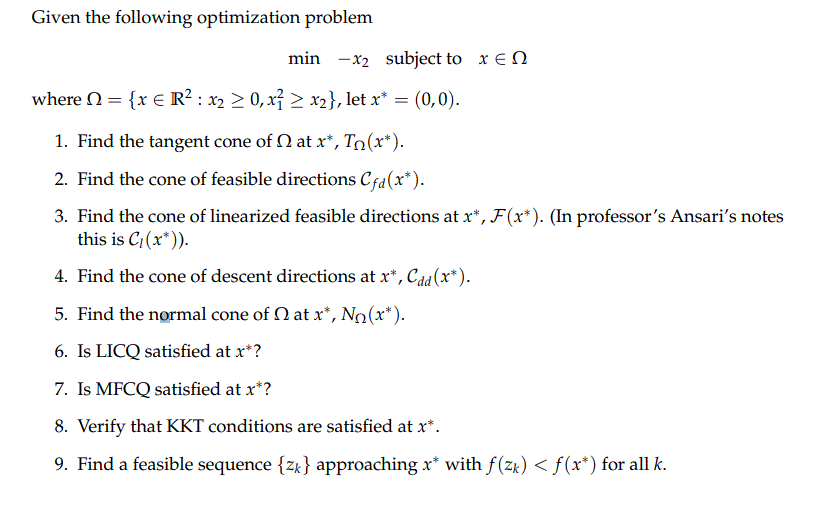 Solved Given the following optimization problem min - X2 | Chegg.com