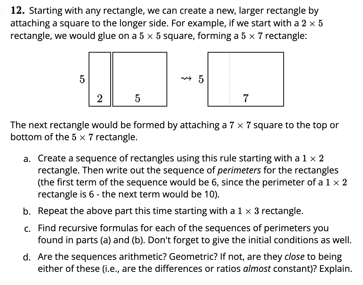 Solved 12. Starting with any rectangle, we can create a new, | Chegg.com