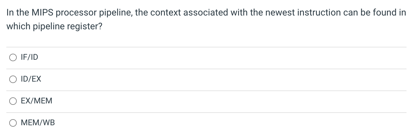 Solved In the MIPS processor pipeline, the context | Chegg.com