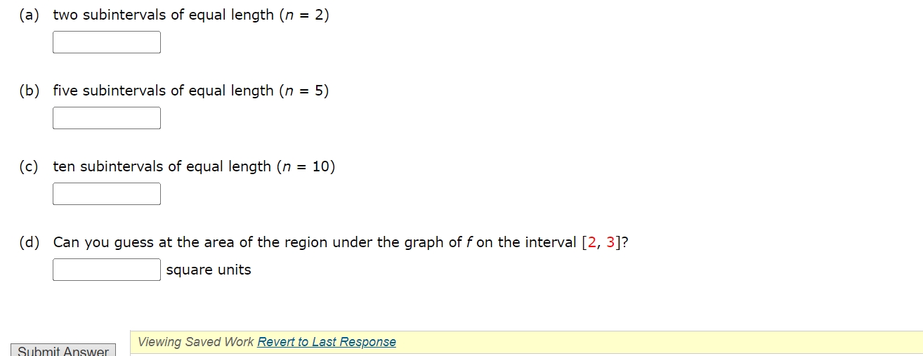 (a) ﻿two subintervals of equal length (n=2)(b) ﻿five | Chegg.com