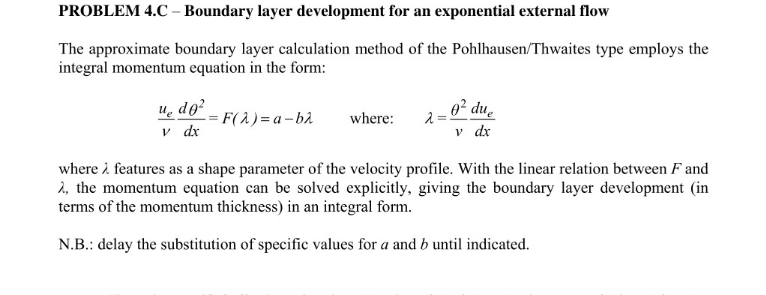 PROBLEM 4.C - Boundary layer development for an | Chegg.com
