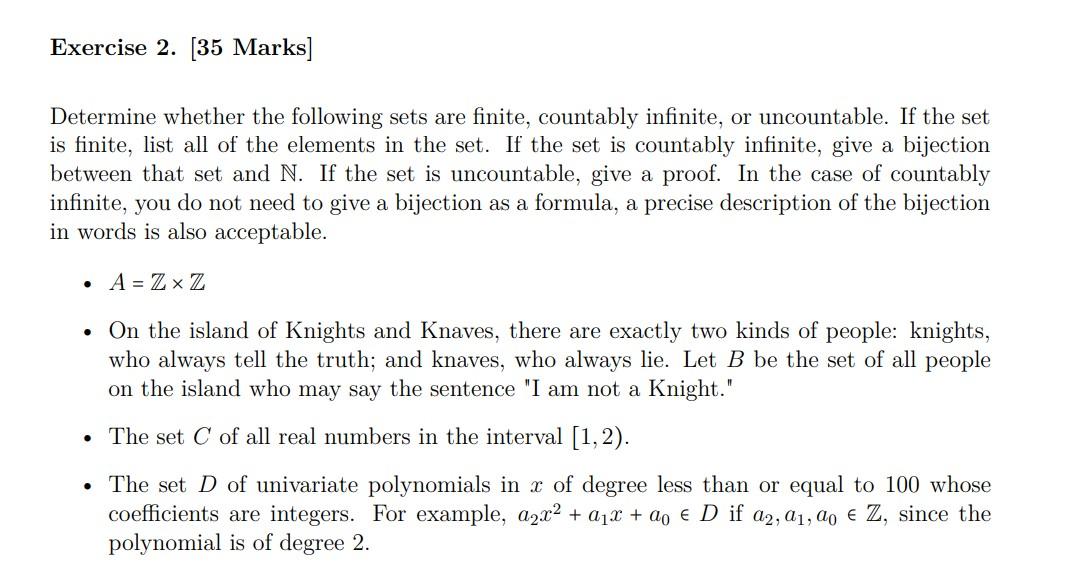 Solved Determine whether the following sets are finite, | Chegg.com