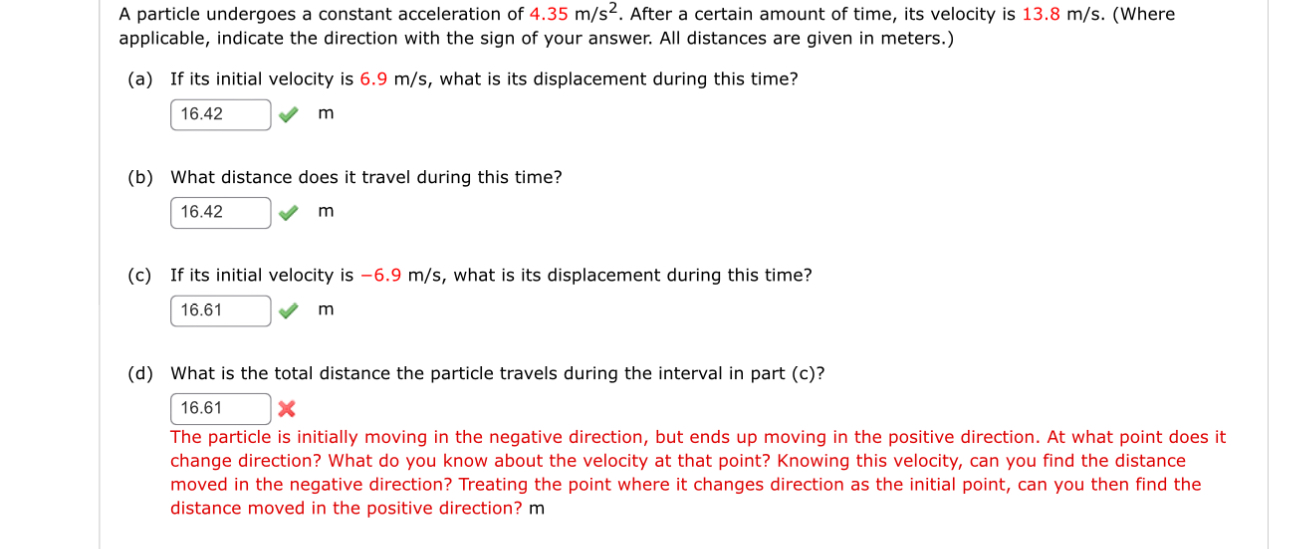 Solved A particle undergoes a constant acceleration of | Chegg.com