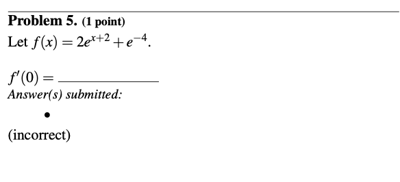 Solved f(x)=2ex+2+e−4 | Chegg.com