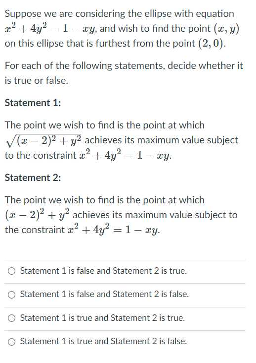 Solved Suppose we are considering the ellipse with equation | Chegg.com