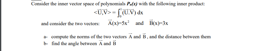 Solved Consider the inner vector space of polynomials Pn(x) | Chegg.com