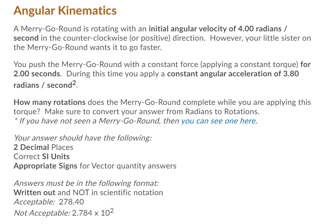 Solved Angular Kinematics A Merry-Go-Round is rotating with | Chegg.com