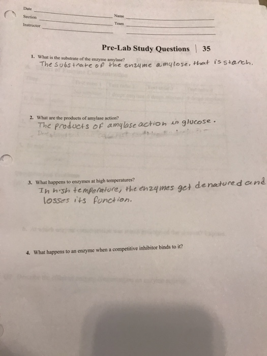 Solved Date Name Team Instructor Pre-Lab Study Questions | | Chegg.com