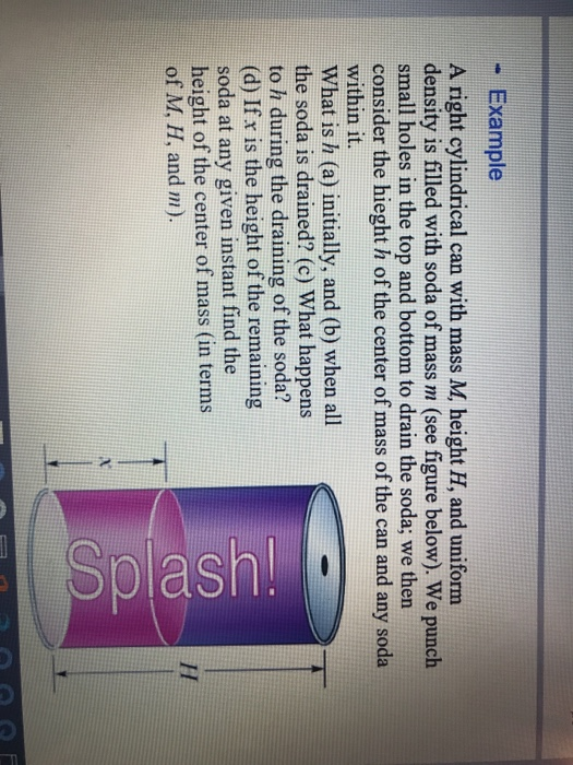 Solved - Example A right cylindrical can with mass M, height | Chegg.com