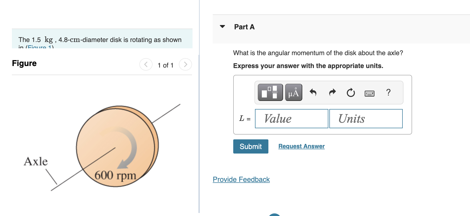 Solved The 1.5 kg, 4.8-cm-diameter disk is rotating as shown | Chegg.com