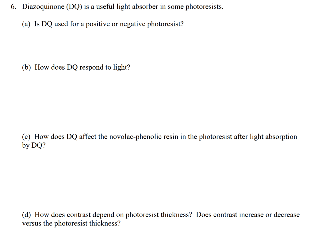 Solved 6. Diazoquinone (DQ) is a useful light absorber in | Chegg.com