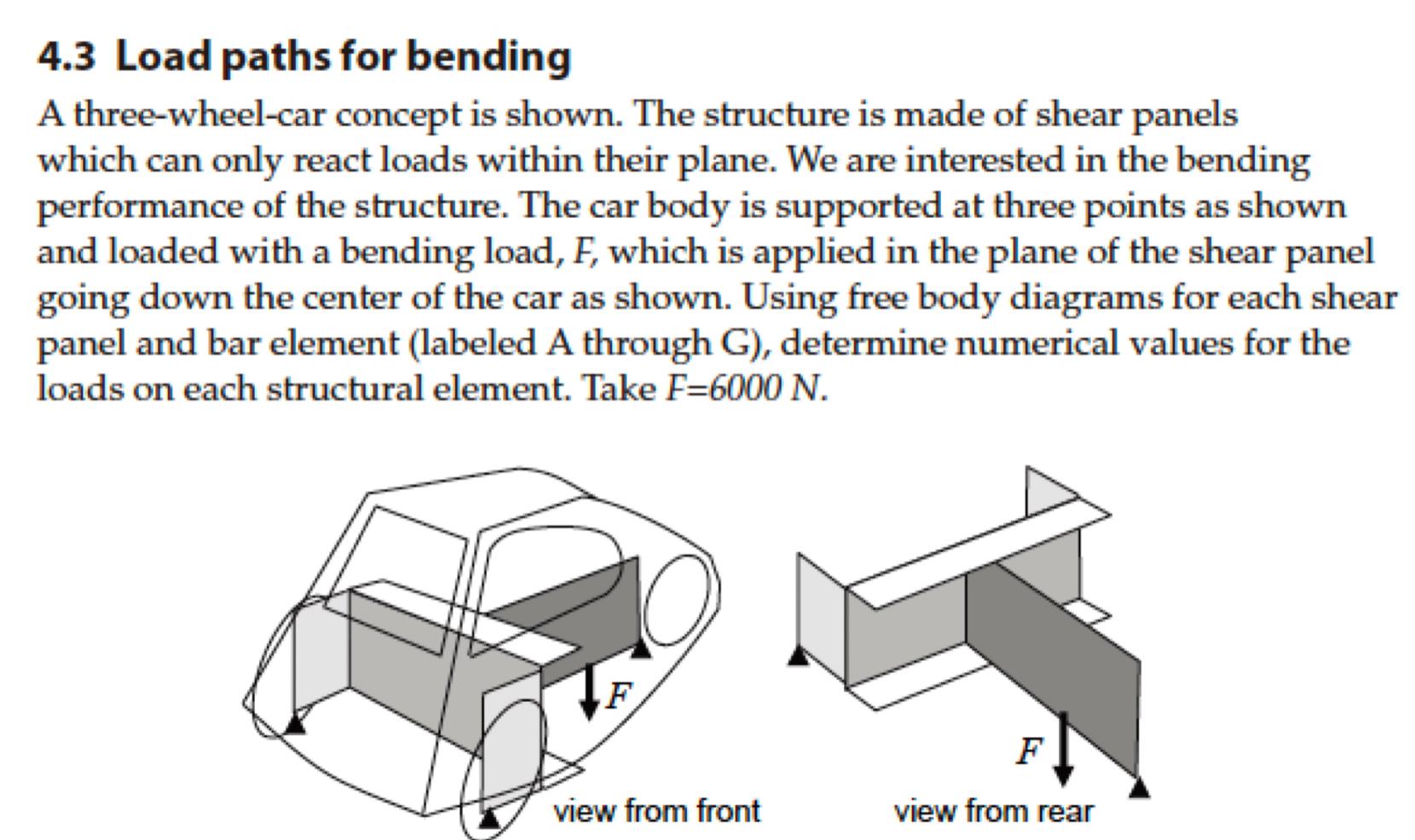 4.3 Load paths for bending A three-wheel-car concept | Chegg.com