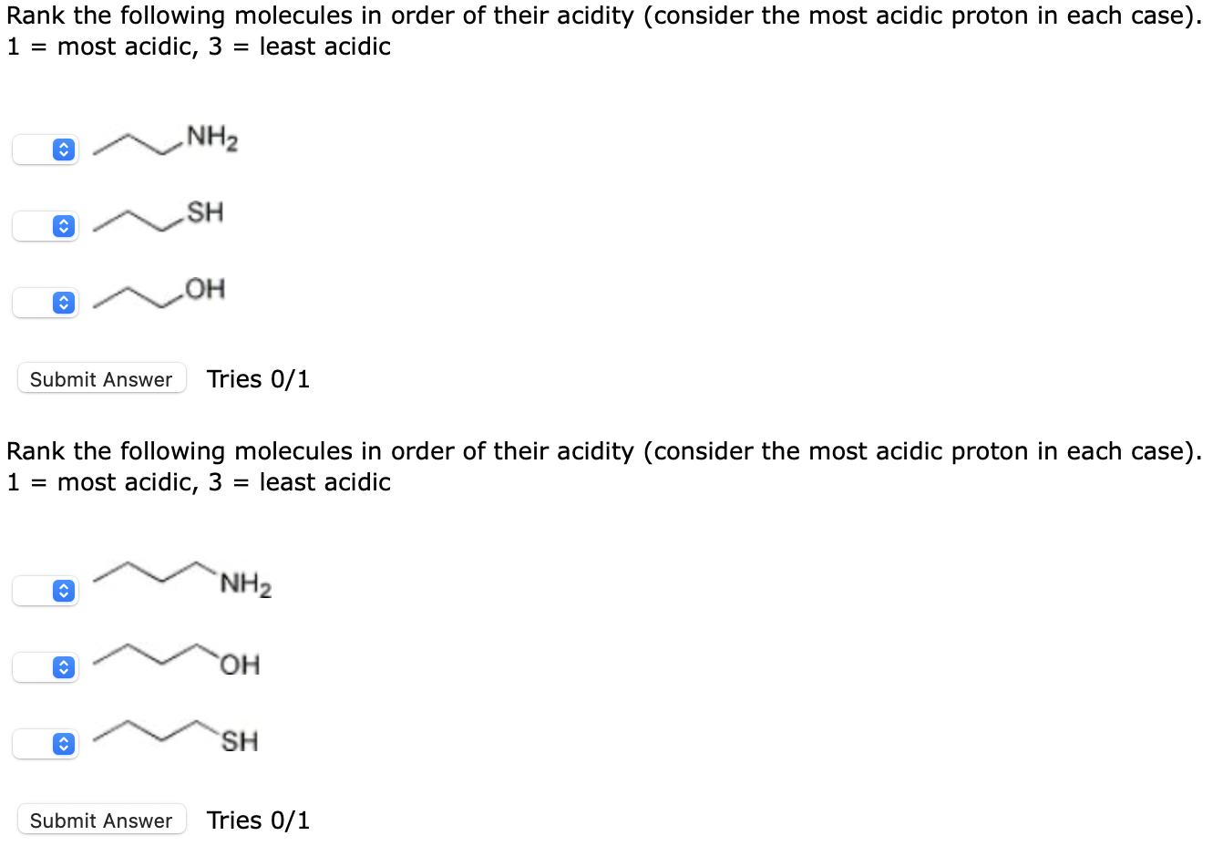 Solved Rank the following molecules in order of their | Chegg.com