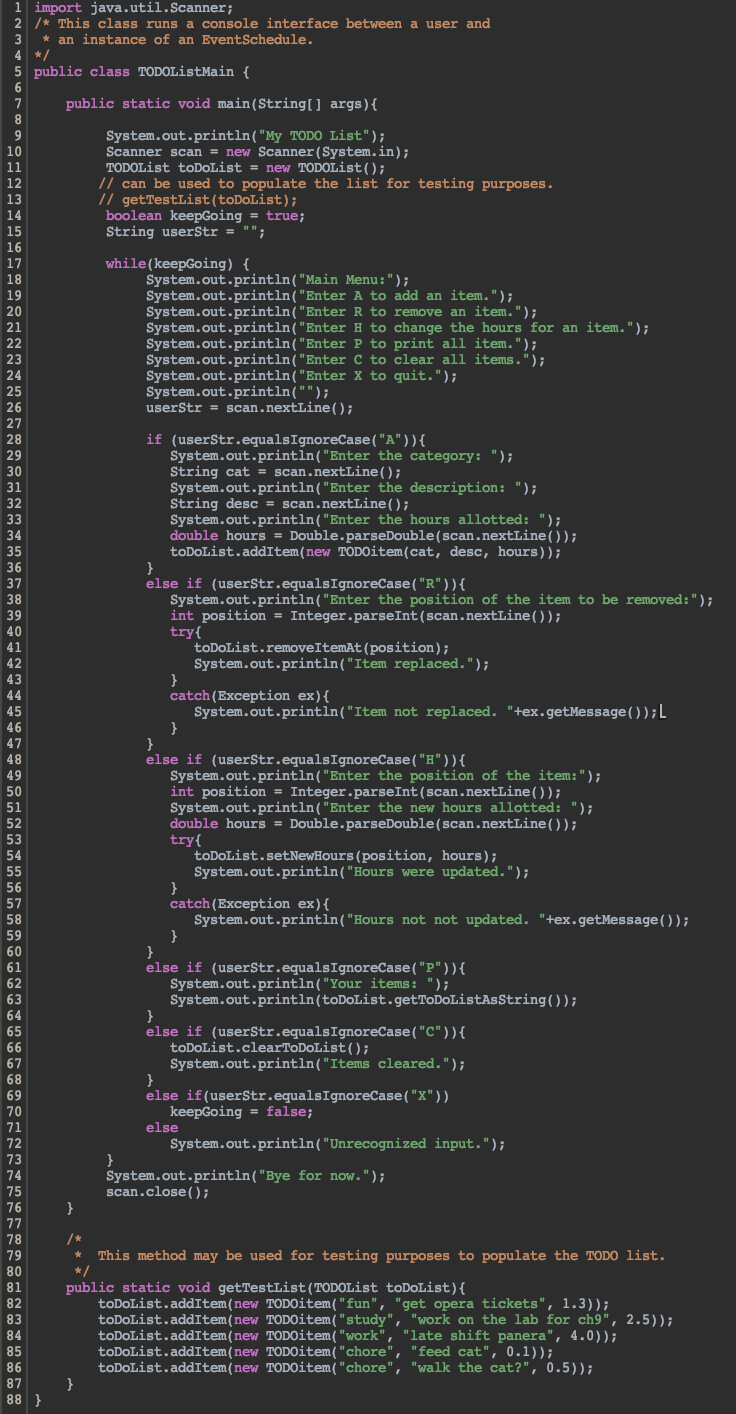 Solved there are three files, TODOList.java, | Chegg.com