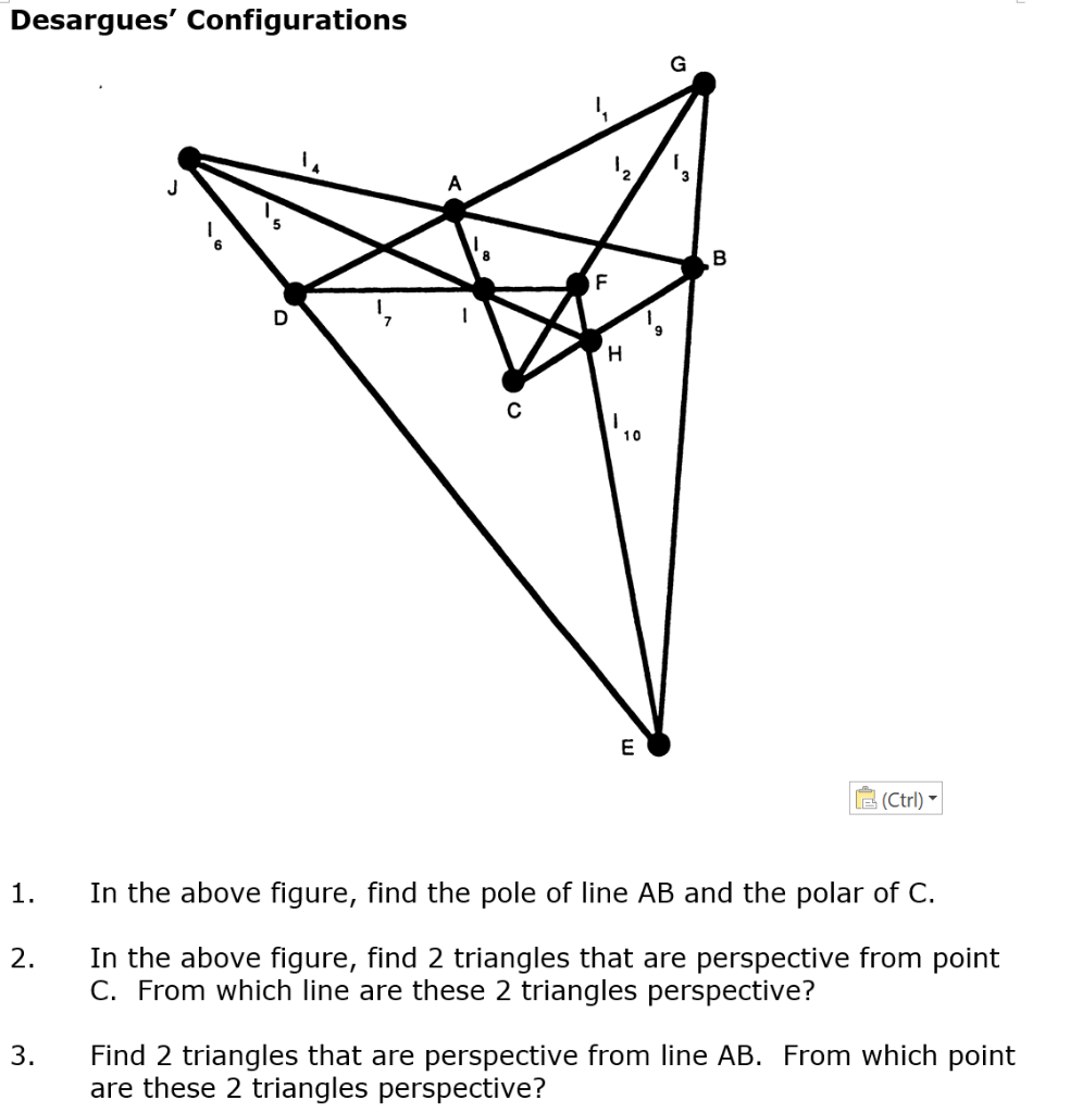 Solved Desargues' Configurations (Ctrl) 1. In the above | Chegg.com
