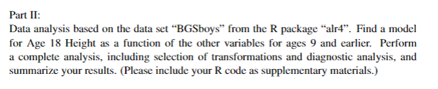 Solved Part II: Data analysis based on the data set | Chegg.com
