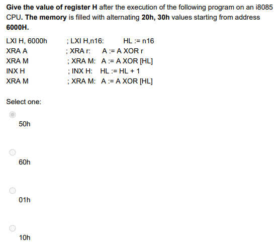 Solved Give the value of register H after the execution of | Chegg.com