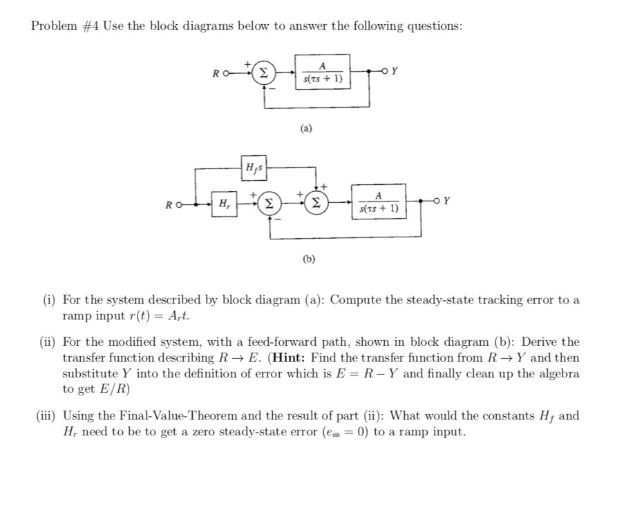 Solved Problem #4 Use the block diagrams below to answer the | Chegg.com