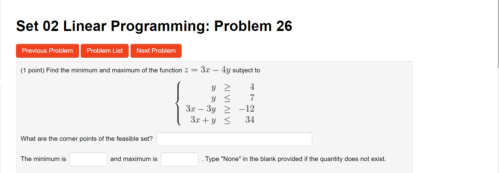 Solved Set 02 Linear Programming: Problem 25 Previous | Chegg.com