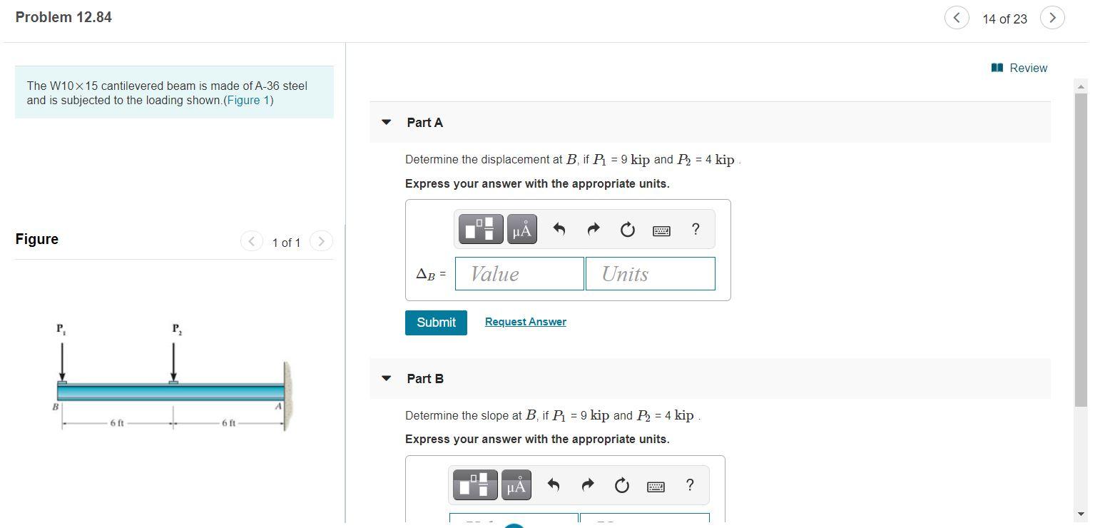 Solved Problem 12.84 14 of 23 I Review The W10 X 15 | Chegg.com