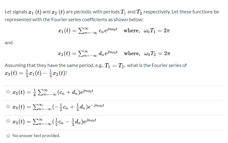 Solved Let signals xi (t) and x2 (t) are periodic with | Chegg.com