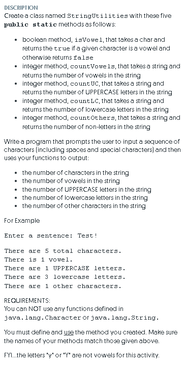 Solved Description Create A Class Named Stringutilities With