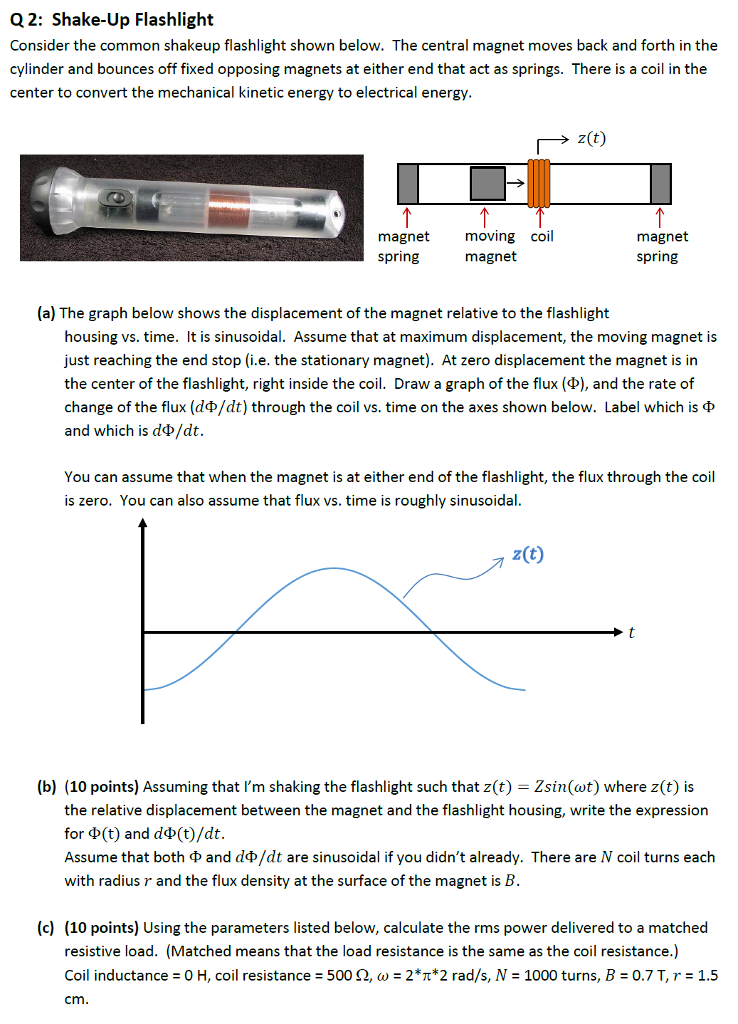 Solved Q 2: Shake-Up Flashlight Consider the common shakeup | Chegg.com