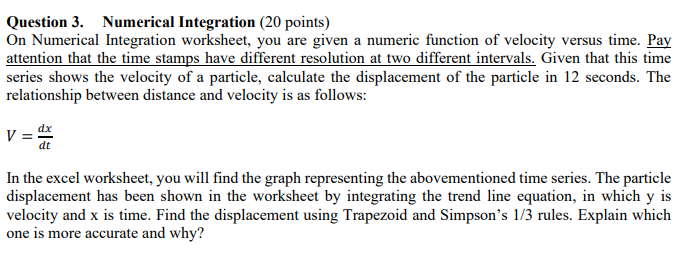 Solved Question 3. Numerical Integration ( 20 points) On | Chegg.com