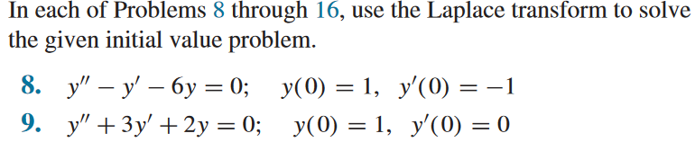 Solved In each of Problems 8 through 16, use the Laplace | Chegg.com