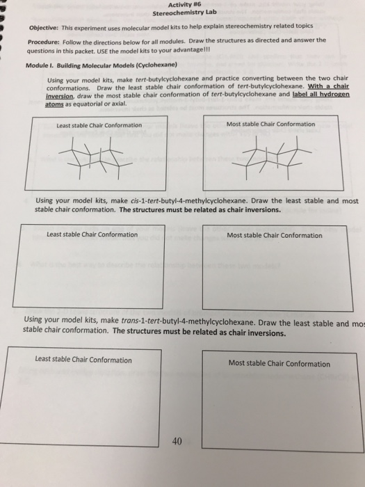 Solved Activity #6 Stereochemistry Lab Objective: This | Chegg.com
