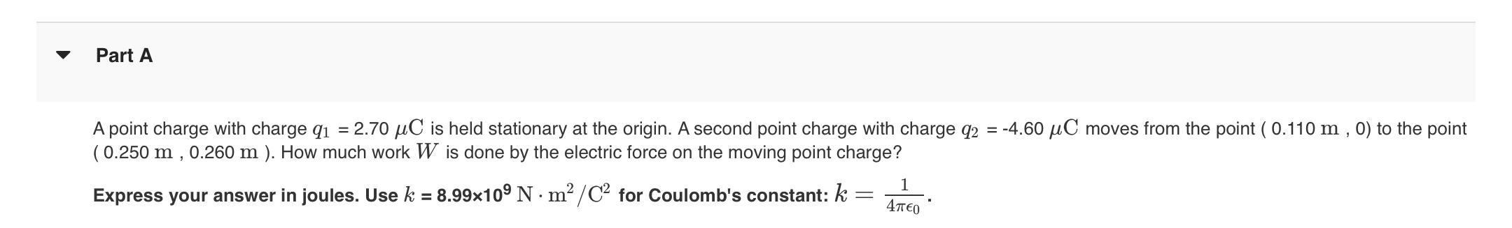 Solved A point charge with charge q1=2.70μC is held | Chegg.com