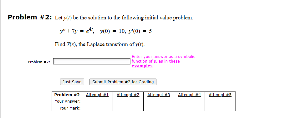 Solved Problem # 2: Let y(t) ﻿be the solution to the | Chegg.com