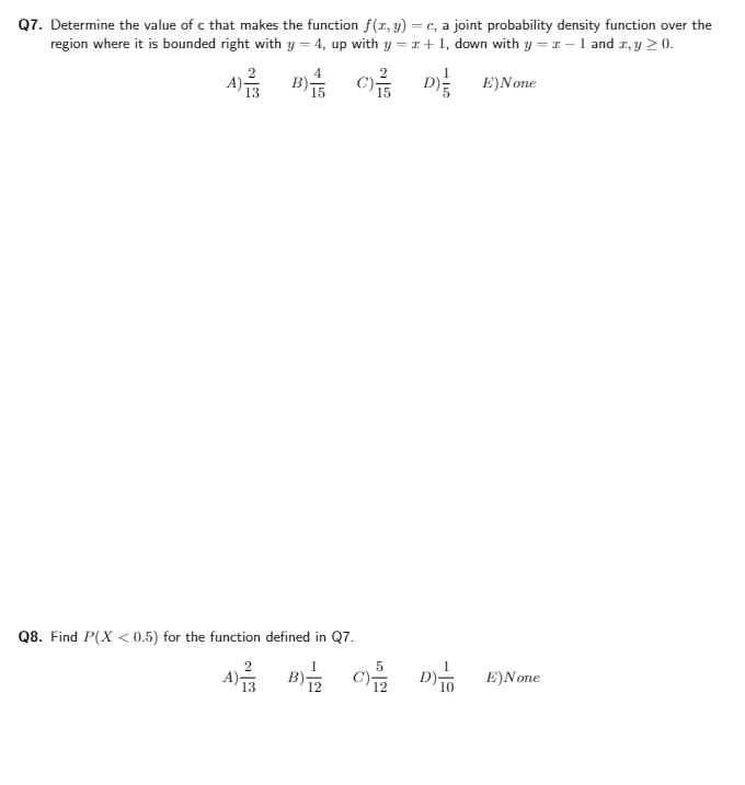 Solved Q7 Determine The Value Of C That Makes The Function 7182