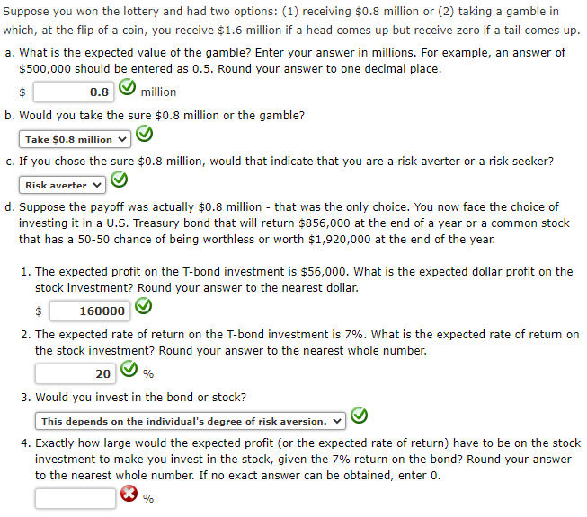 Solved S Suppose you won the lottery and had two options: | Chegg.com