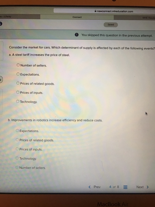 Solved newconnec Connect MHE Saved You skipped this question | Chegg.com