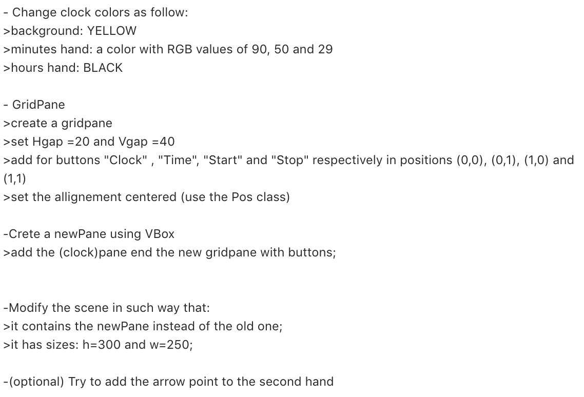 - Change clock colors as follow: >background: YELLOW | Chegg.com