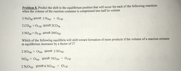 Solved Problem 8, Predict the shift in the equilibrium | Chegg.com