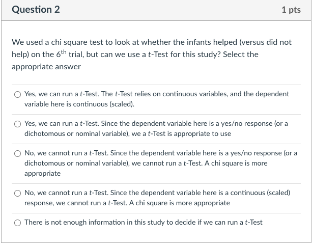 Solved Chi Square Crash Course Quiz Part A: We conduct a | Chegg.com