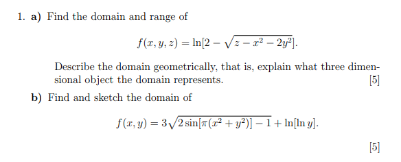 Solved 1. a) Find the domain and range of | Chegg.com