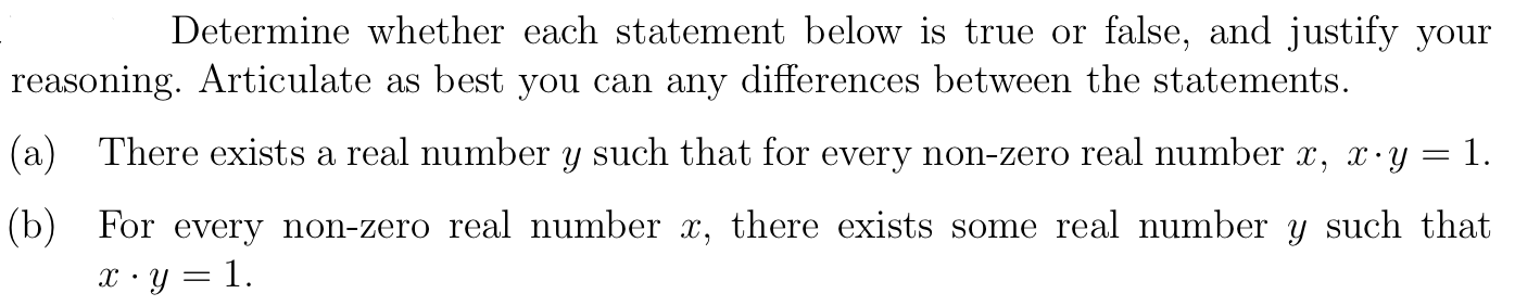 Solved Determine whether each statement below is true or | Chegg.com
